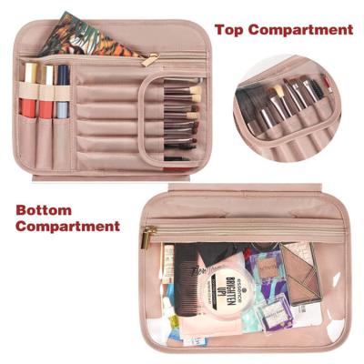 Cina Custom Logo Foldable Portable Storage Pink Cosmetic Bags Makeup Organizer Travel Hanging Toiletry Bag in vendita