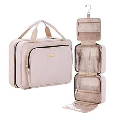 Cina Custom Logo Foldable Portable Storage Pink Cosmetic Bags Makeup Organizer Travel Hanging Toiletry Bag in vendita
