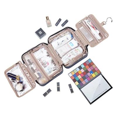 Cina Custom Logo Foldable Portable Storage Pink Cosmetic Bags Makeup Organizer Travel Hanging Toiletry Bag in vendita