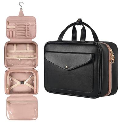 Cina Custom Logo Foldable Portable Storage Pink Cosmetic Bags Makeup Organizer Travel Hanging Toiletry Bag in vendita