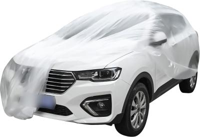 Cina Disposable Car Covers，12.5 x 21.7ft Universal Clear Plastic Car Cover，Disposable Full Exterior Covers Elastic in vendita