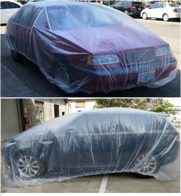 Cina Disposable Car Covers，12.5 x 21.7ft Universal Clear Plastic Car Cover，Disposable Full Exterior Covers Elastic in vendita