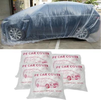 Cina Disposable Car Covers，12.5 x 21.7ft Universal Clear Plastic Car Cover，Disposable Full Exterior Covers Elastic in vendita