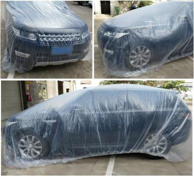 Cina Disposable Car Covers，12.5 x 21.7ft Universal Clear Plastic Car Cover，Disposable Full Exterior Covers Elastic in vendita