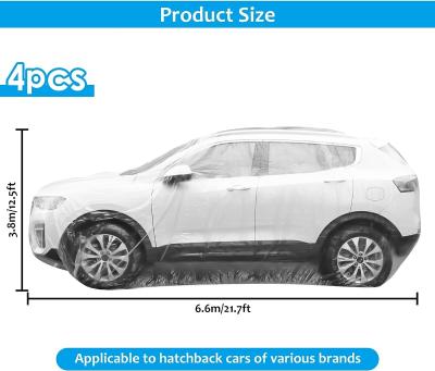 Cina Disposable Car Covers，12.5 x 21.7ft Universal Clear Plastic Car Cover，Disposable Full Exterior Covers Elastic in vendita