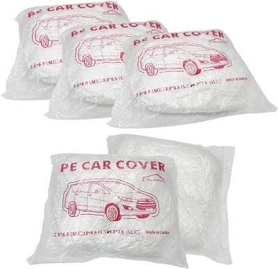 Cina Disposable Car Covers，12.5 x 21.7ft Universal Clear Plastic Car Cover，Disposable Full Exterior Covers Elastic in vendita