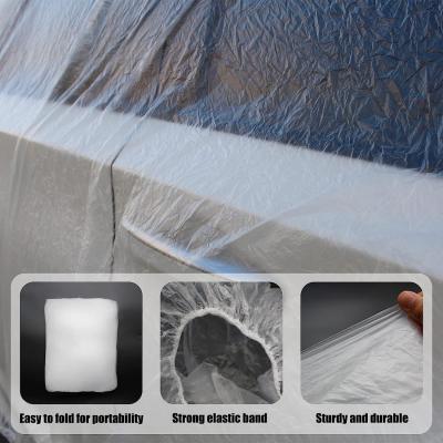 Cina Disposable Car Covers，12.5 x 21.7ft Universal Clear Plastic Car Cover，Disposable Full Exterior Covers Elastic in vendita