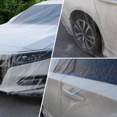 Cina Disposable Car Covers，12.5 x 21.7ft Universal Clear Plastic Car Cover，Disposable Full Exterior Covers Elastic in vendita
