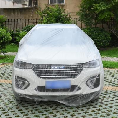Cina Disposable Car Covers，12.5 x 21.7ft Universal Clear Plastic Car Cover，Disposable Full Exterior Covers Elastic in vendita