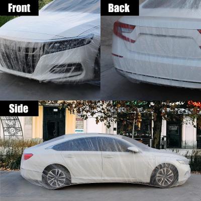 Cina Disposable Car Covers，12.5 x 21.7ft Universal Clear Plastic Car Cover，Disposable Full Exterior Covers Elastic in vendita