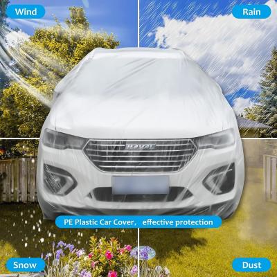 Cina Disposable Car Covers，12.5 x 21.7ft Universal Clear Plastic Car Cover，Disposable Full Exterior Covers Elastic in vendita