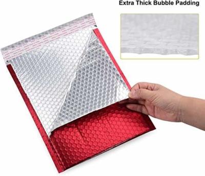China Biodegradable Compostable Shipping Packaging Holographic Metallic Poly Bubble Mailer Padded Envelope for sale