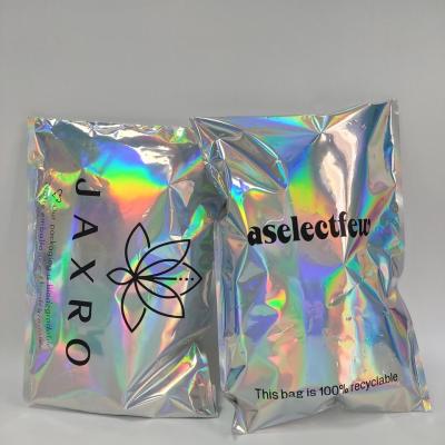 China Holographic Metallic Foil Mailer Glitter Mailing Shipping Bags Metallic Rainbow Foil Self-Sealing Envelopes Courier for sale