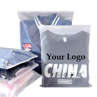 Cina Customized White Matte Frosted Peva Zipper Slider Plastic Bags Waterproof With Your Logo For Clothing Hoodies Packaging in vendita