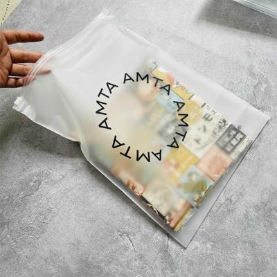 Cina Custom 100% Biodegradable Plastic Recycled Frosted Matte Clothes Ziplock Bag Eva Zipper Pouch Polybags For Clothing in vendita