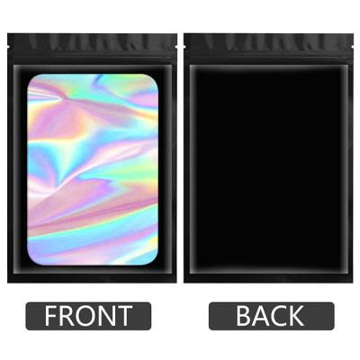 China Resealable Ziplock Small Business Sealable Plastic Bag Custom Print White Black Pink Holographic Mylar Packaging for sale
