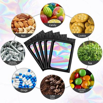 China Resealable Ziplock Small Business Sealable Plastic Bag Custom Print White Black Pink Holographic Mylar Packaging for sale