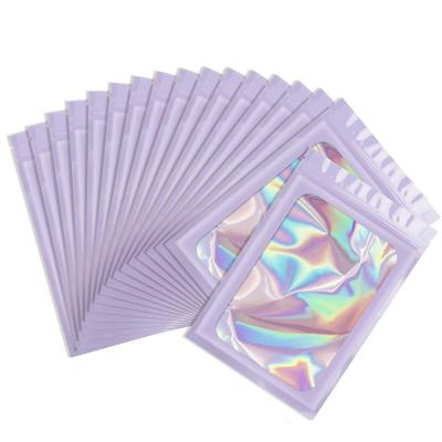 China Resealable Ziplock Small Business Sealable Plastic Bag Custom Print White Black Pink Holographic Mylar Packaging for sale