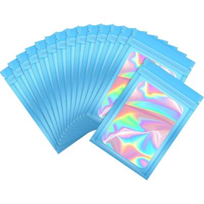 China Resealable Ziplock Small Business Sealable Plastic Bag Custom Print White Black Pink Holographic Mylar Packaging for sale