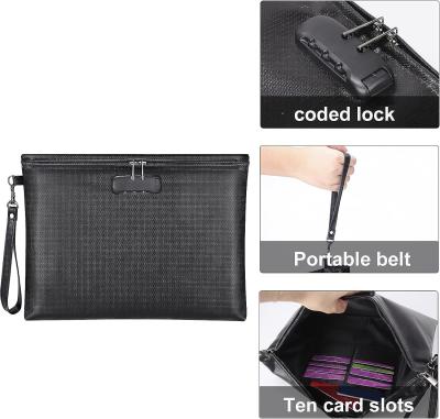 Cina Fireproof and Waterproof Money Bag with Zipper Closure, Storage Pouch for A4 Letter Size Document, Cash, Cell Phone in vendita