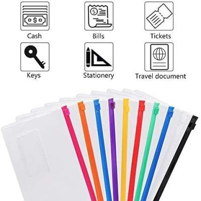 Cina Poly Zip Envelope,Plastic Envelope,Reusable Envelopes, 9 x 4.7 Inches, A6 Size, 10 Colors, for Office Supplies in vendita