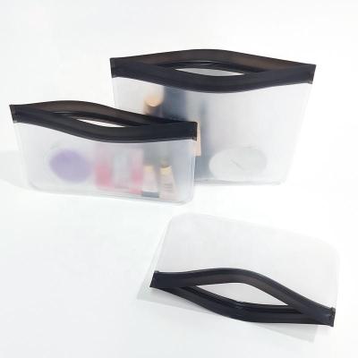 Cina Travel Storage Bag Black Transparent Makeup Bag Zip Clear Stadium Bag Gym Fitness Sets in vendita