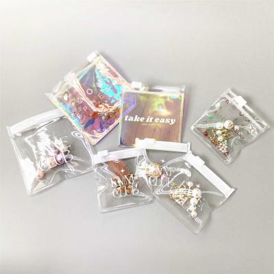 Cina Wholesale Holographic Packing Bag Jewelry Pouch Custom Frosted Zipper Bag For Jewelry in vendita