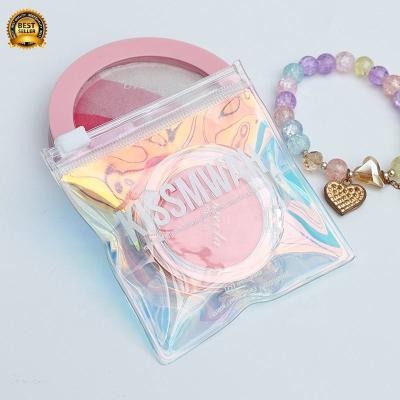 Cina Luxury Custom Size Rings EARRINGS Packaging Mini Pouch Laser Colorful PVC Zipper Hologram Clear Plastic Jewelry Bag in vendita