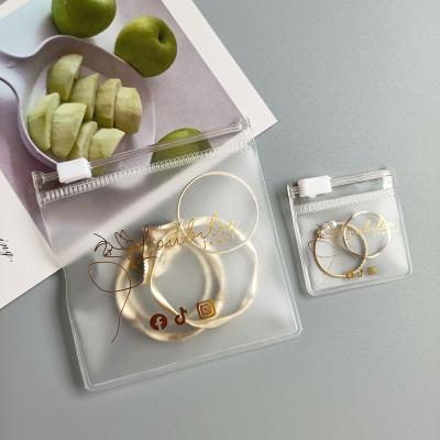 Cina Luxury Custom Size Rings EARRINGS Packaging Mini Pouch Laser Colorful PVC Zipper Hologram Clear Plastic Jewelry Bag in vendita