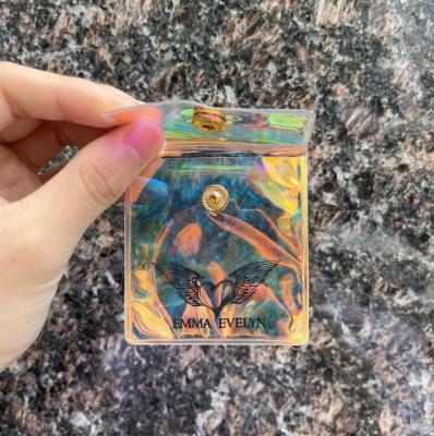 Cina Customized Brand Logo Colorful PVC Bag Eye Shadow Jewelry Cosmetic Make up Bag With Zipper Holographic PVC Bag in vendita