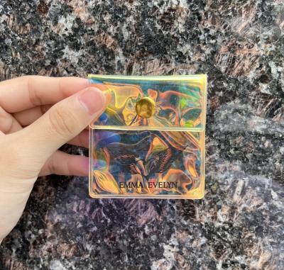 Cina Customized Brand Logo Colorful PVC Bag Eye Shadow Jewelry Cosmetic Make up Bag With Zipper Holographic PVC Bag in vendita