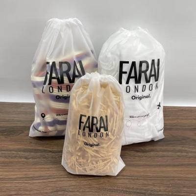 China Custom Large Eco Friendly Drawstring Bag Plastic Frosted Bags Packaging Poly Bag For Clothes for sale