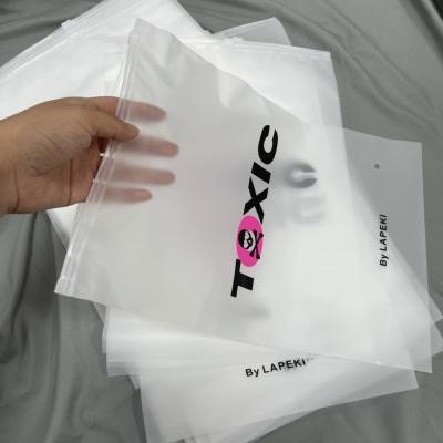 China Custom Matte Print Pe Zipper Lock Poly Zipper Lock Frosted Plastic Packaging Bag For Clothes And Shoes for sale