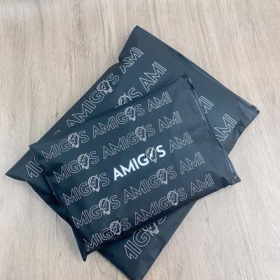 Cina Custom Printed Waterproof Black Frosted Ziplock Garment Bag, Pla Clothing Bags With Private Label Logo Full Printing in vendita