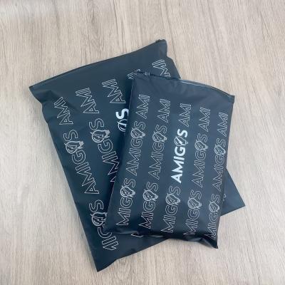 Cina Custom Printed Waterproof Black Frosted Ziplock Garment Bag, Pla Clothing Bags With Private Label Logo Full Printing in vendita