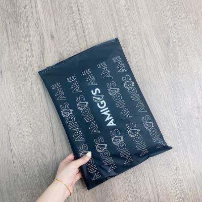 Cina Custom Printed Waterproof Black Frosted Ziplock Garment Bag, Pla Clothing Bags With Private Label Logo Full Printing in vendita