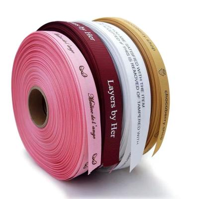 China Luxury Gift Wrapping Customized 3D Gold Foil Embossed Printed With Logo Custom Satin Ribbon for sale