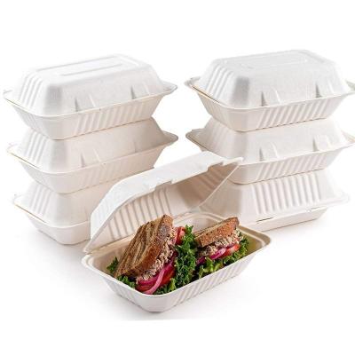 Cina 6-10 Inch 9x6 Biodegradable Disposable Fast Food Packaging Sugarcane Lunch Food Container Takeaway Box in vendita
