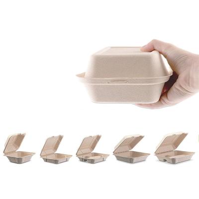 Cina 6-10 Inch 9x6 Biodegradable Disposable Fast Food Packaging Sugarcane Lunch Food Container Takeaway Box in vendita