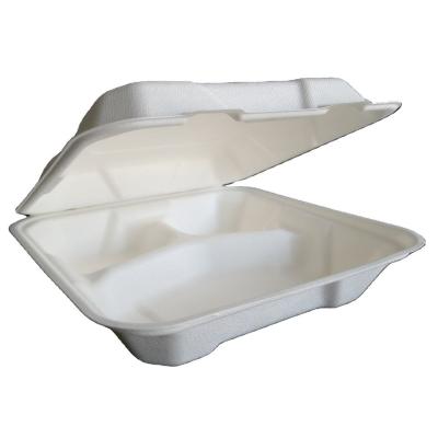 Cina 6-10 Inch 9x6 Biodegradable Disposable Fast Food Packaging Sugarcane Lunch Food Container Takeaway Box in vendita