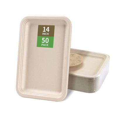 Cina 600ml Biodegradable & Compostable Sugarcane Take Away Bagasse Biodegradable Paper Take Out Food Container Disposable in vendita