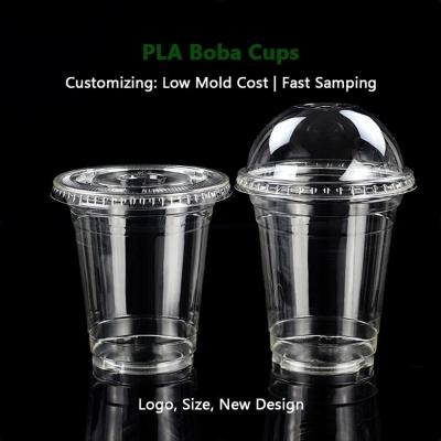 China OEM Custom Logo 100% Bio Compostable PLA Transparent Cups Smoothie Beer Wine Beverage Ice CE Cold Disposable Drink To for sale