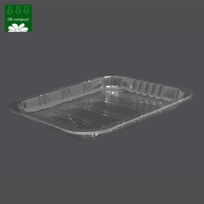 Cina OEM Service 100% PLA Biodegradable Disposable Plastic Food Plates Round Dish Meat Trays Bioplastic Sushi Trays in vendita