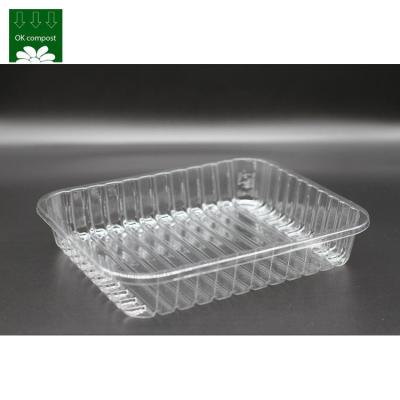 Cina OEM Service 100% PLA Biodegradable Disposable Plastic Food Plates Round Dish Meat Trays Bioplastic Sushi Trays in vendita