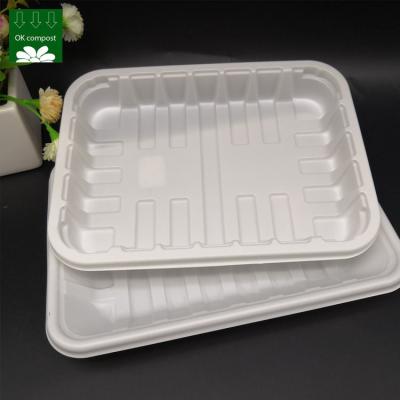 Cina OEM Service 100% PLA Biodegradable Disposable Plastic Food Plates Round Dish Meat Trays Bioplastic Sushi Trays in vendita