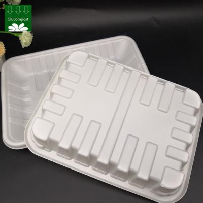 Cina OEM Service 100% PLA Biodegradable Disposable Plastic Food Plates Round Dish Meat Trays Bioplastic Sushi Trays in vendita