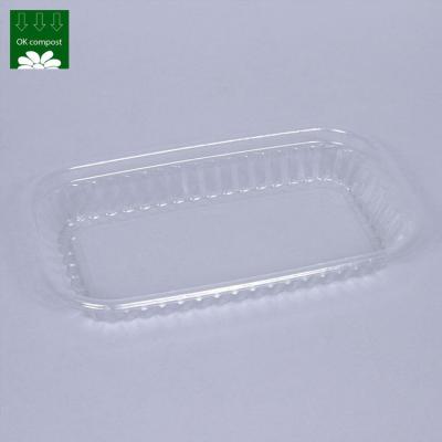 Cina OEM Service 100% PLA Biodegradable Disposable Plastic Food Plates Round Dish Meat Trays Bioplastic Sushi Trays in vendita