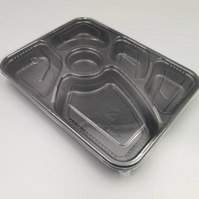 China Hotsell Microwavable Custom 5 6 Compartment Bento Food Containers Take Away Disposable Plastic Lunch Bento Box for sale