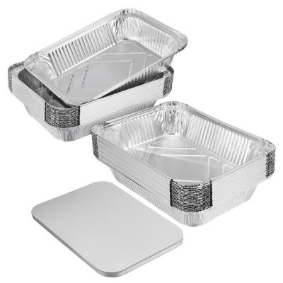 Cina Hotsale Food Grade Custom Logo Rectangle Aluminum Takeaway Foil Food Containers Silver Foil Baking Pan/Trays in vendita