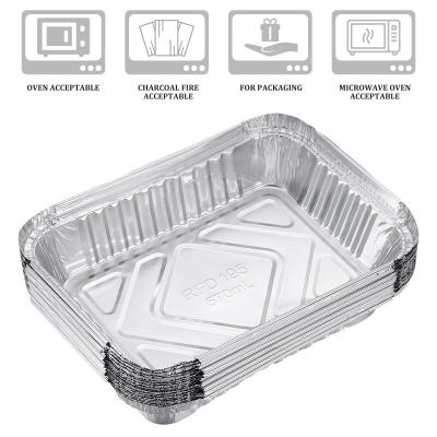 Cina Hotsale Food Grade Custom Logo Rectangle Aluminum Takeaway Foil Food Containers Silver Foil Baking Pan/Trays in vendita